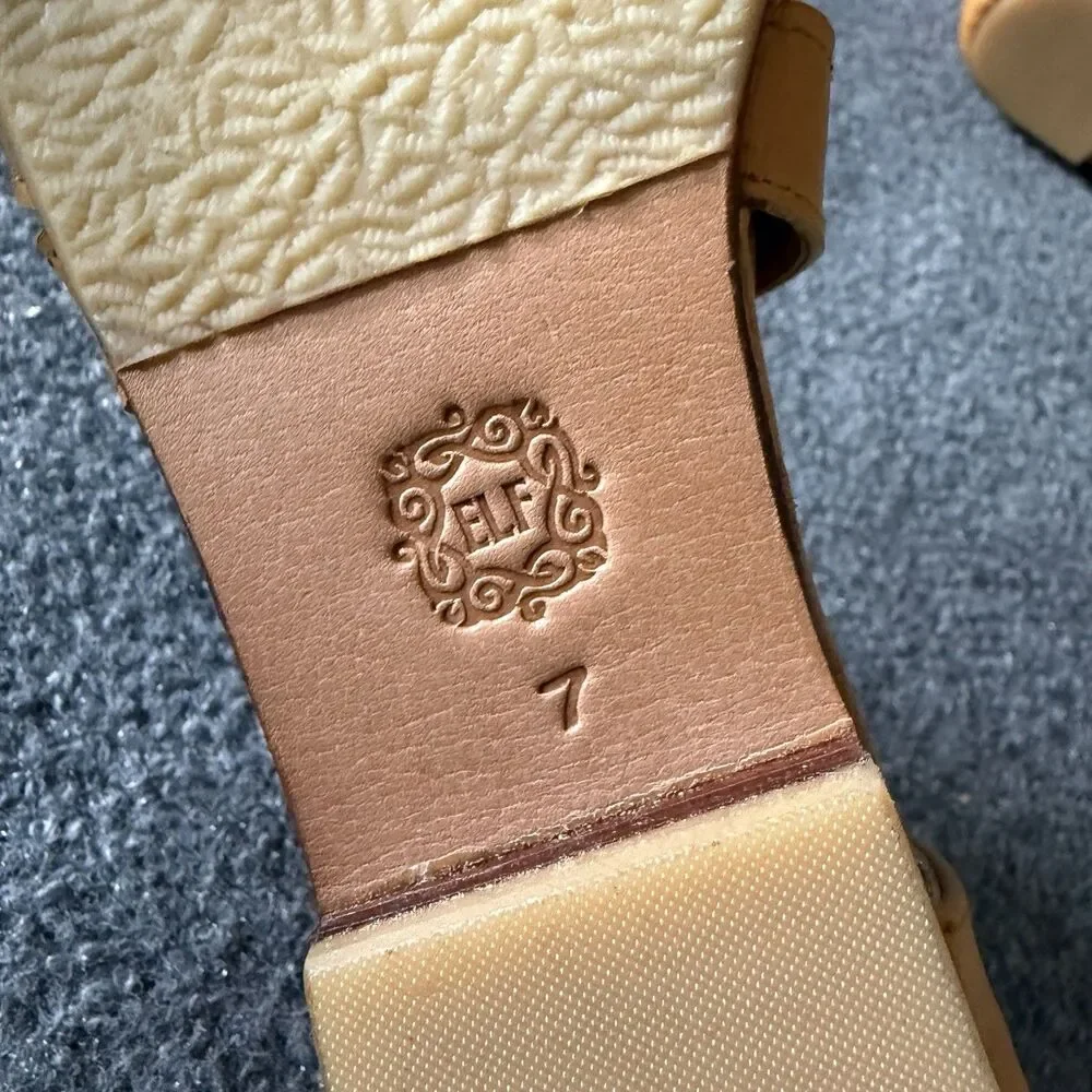 ELF | Shoes | Bali Elf Women 7 Mangrove Mustard Leather Scalloped Cross ...